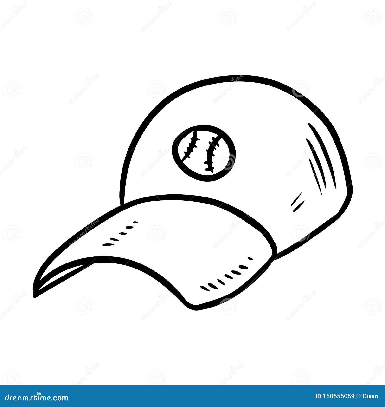 Baseball Cap Hand Drawn Sketch Doodle Icon Stock Vector - Illustration ...