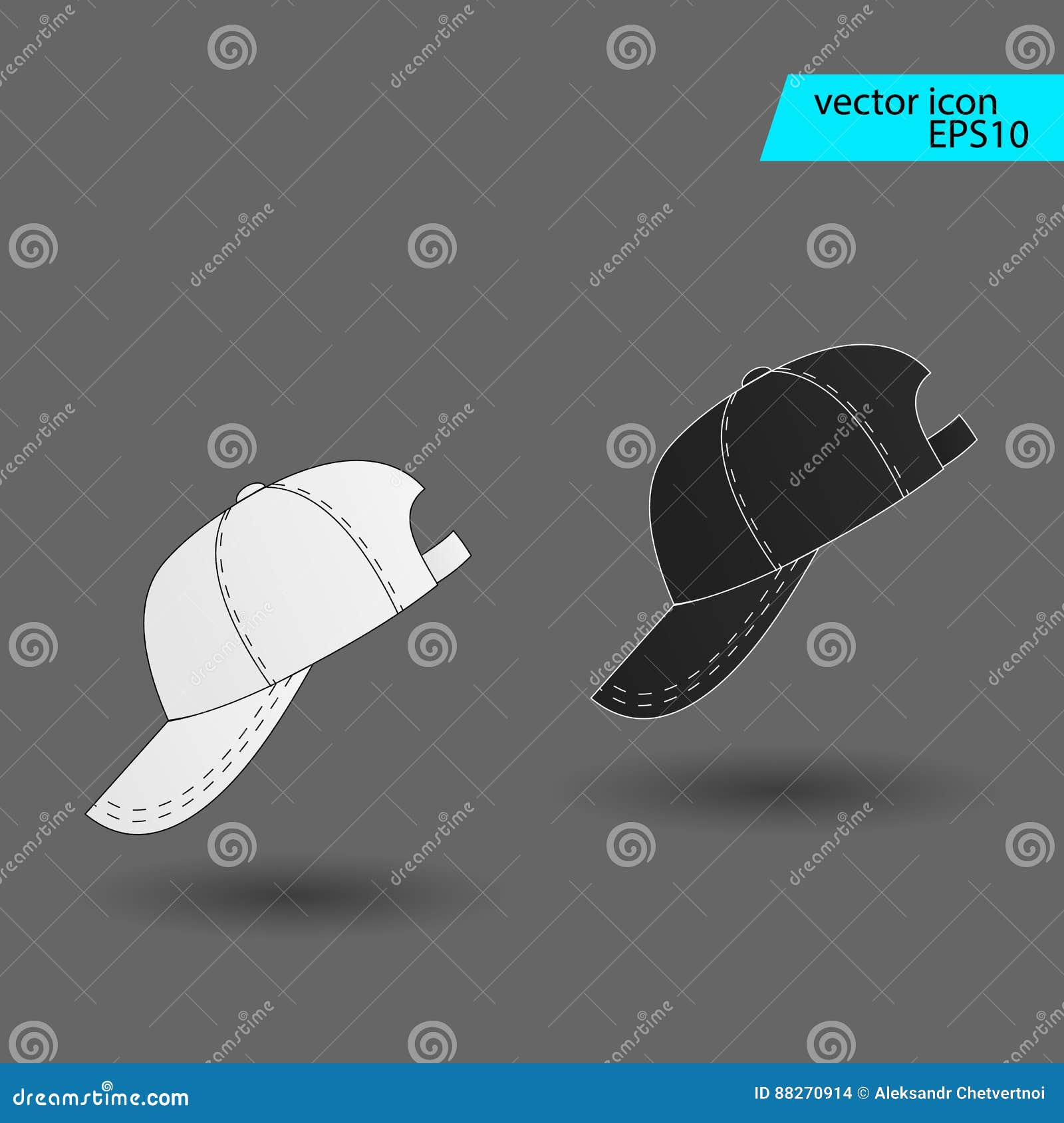 Baseball Cap Icon. White Background with Shadow Design. Stock ...