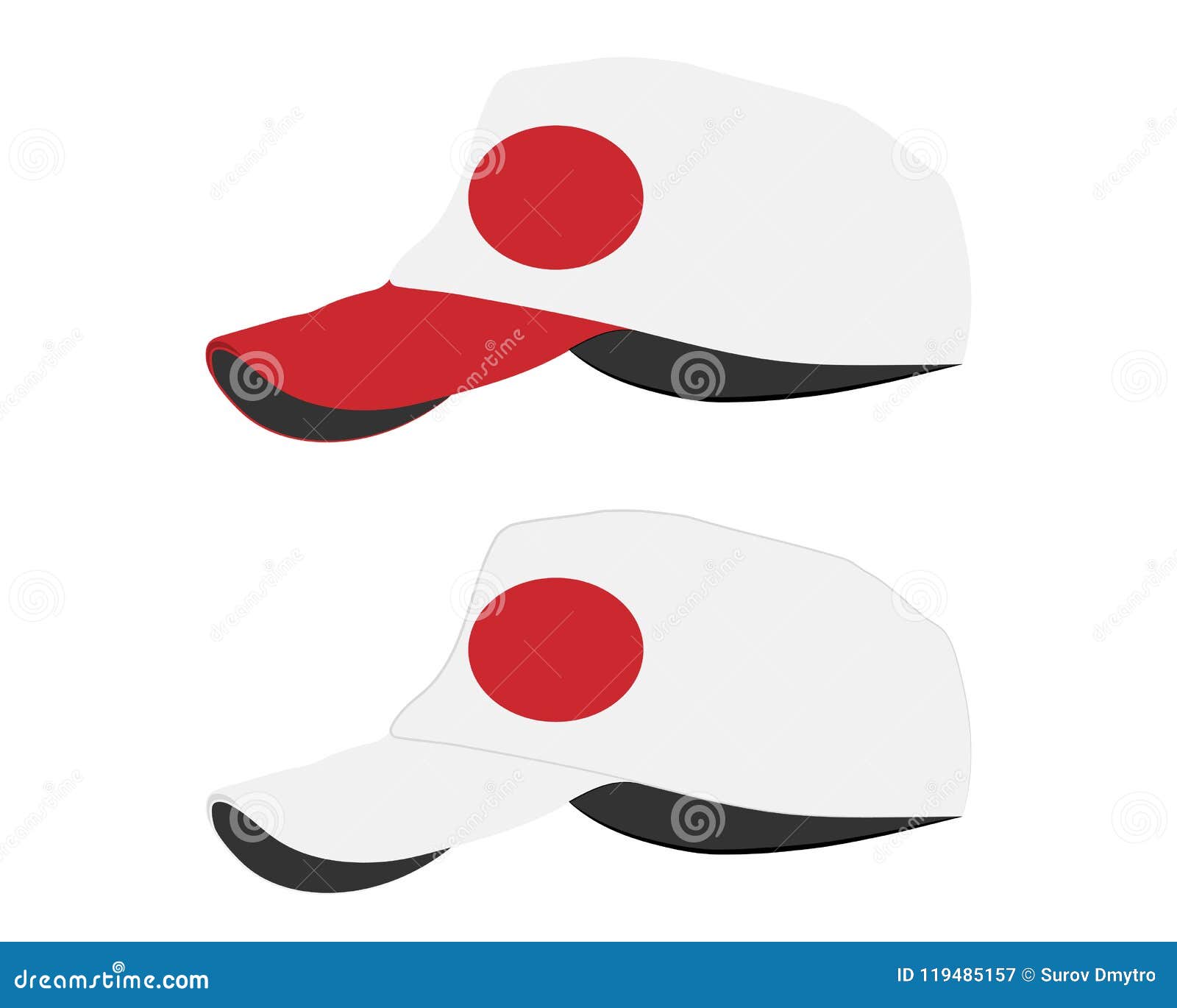 Baseball Cap with Japan Flag. Colorful Set. Vector Illustration Stock ...