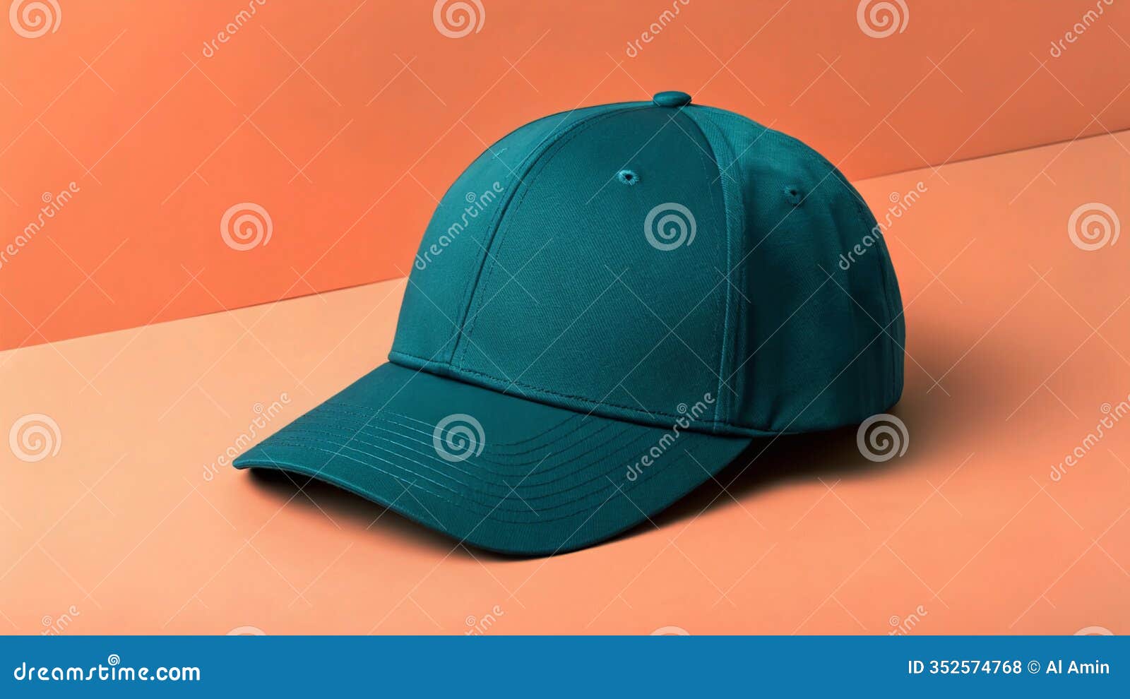 Baseball Cap Mockup in Dark Teal with Solid Profile Background Stock ...