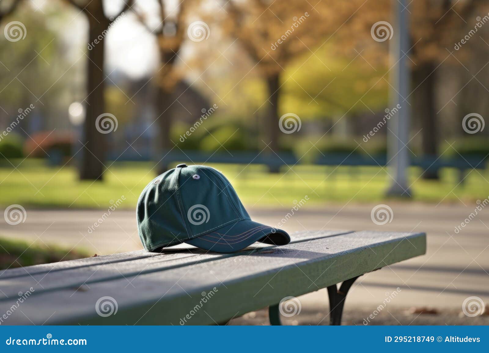 Baseball Cap on a Park Bench Stock Image - Image of style, bench: 295218749