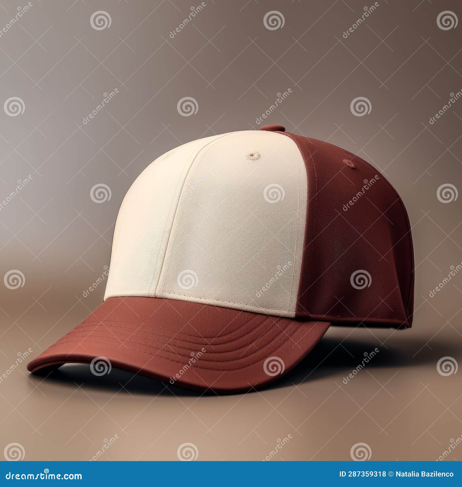 Baseball Cap. Realistic Baseball Cap With Creamy-burgundy Crown And ...