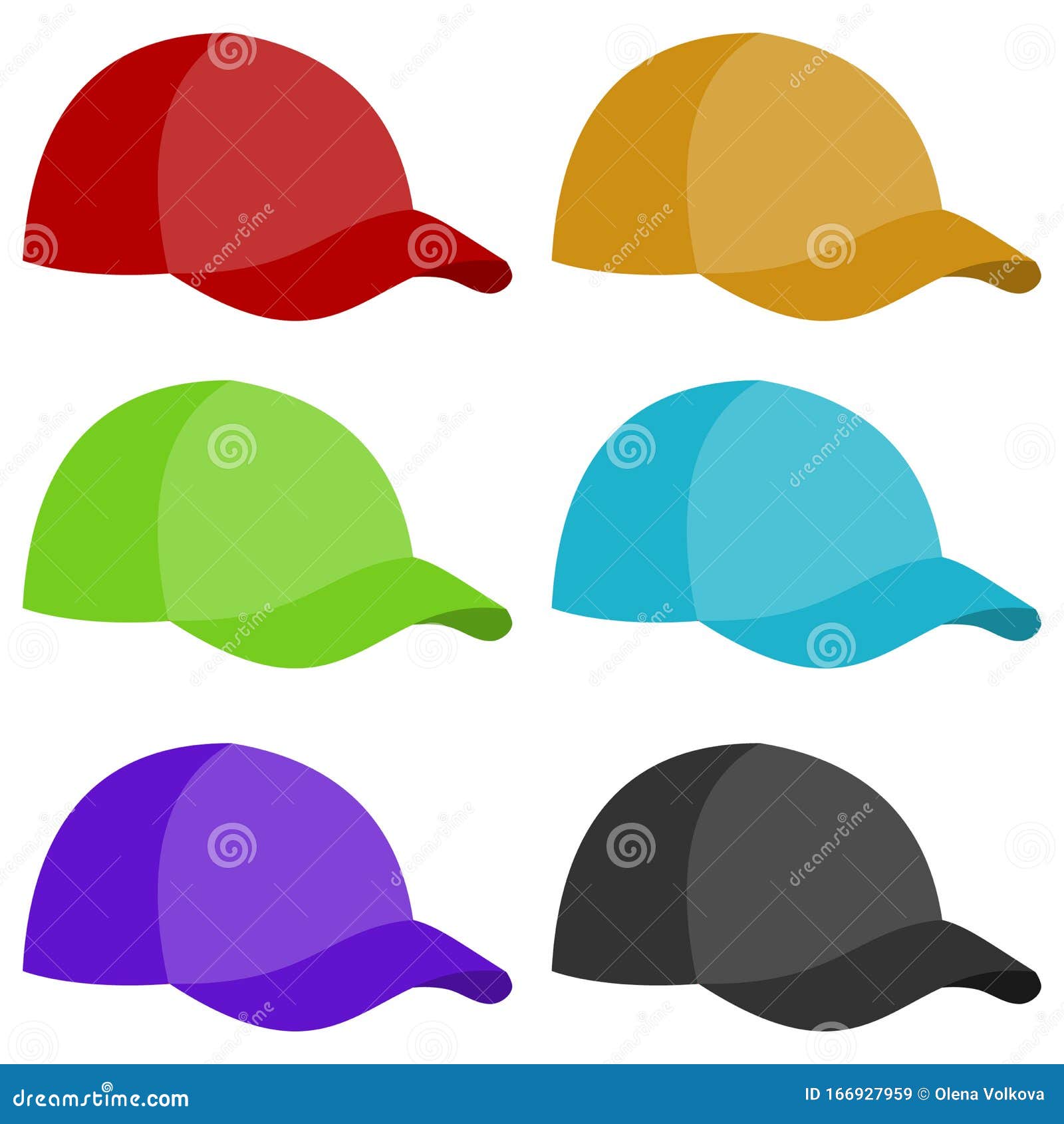 Baseball Cap. Set of Realistic Multi-colored Baseball Caps Isolated on ...
