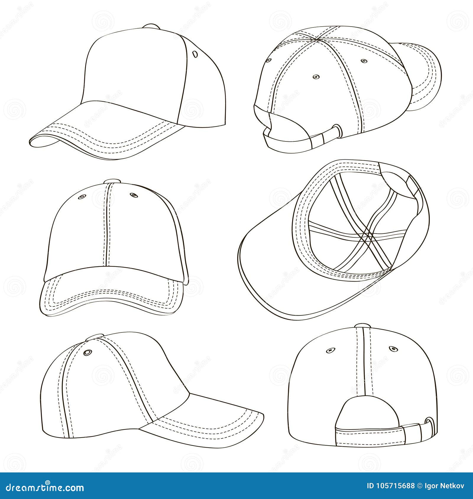 Baseball cap set stock vector. Illustration of cutout - 105715688