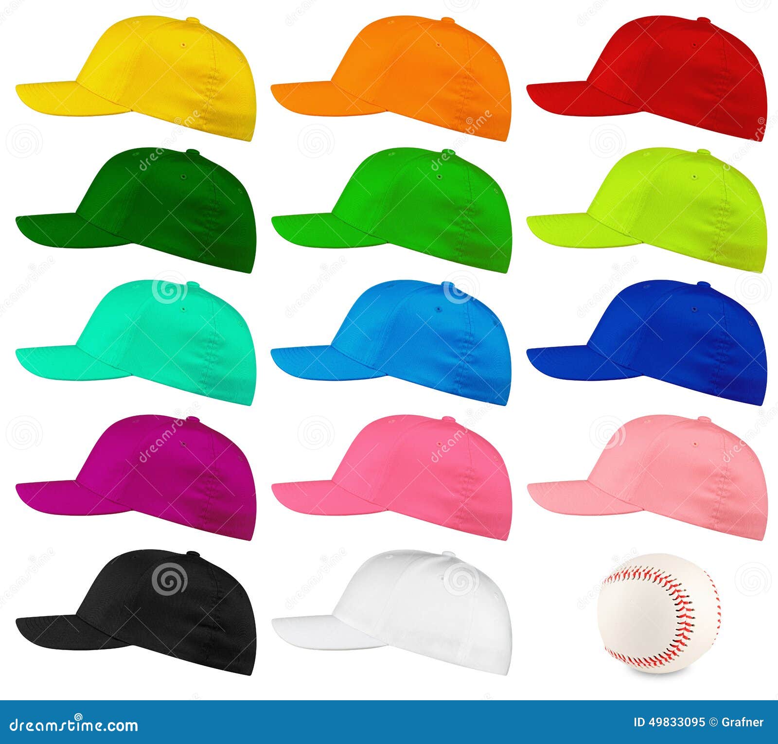 Baseball cap side view set stock image. Image of colorful - 49833095