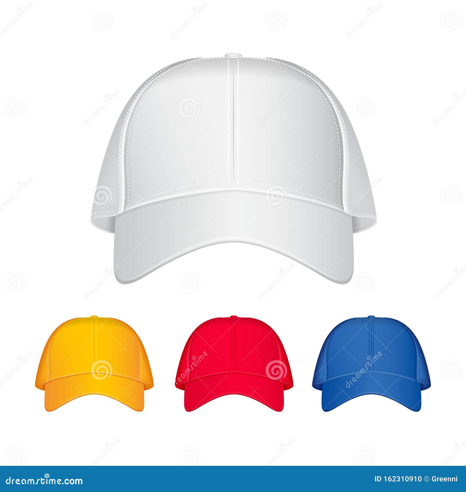 Baseball Cap. Vector Realistic Illustration. Front View Stock Vector ...