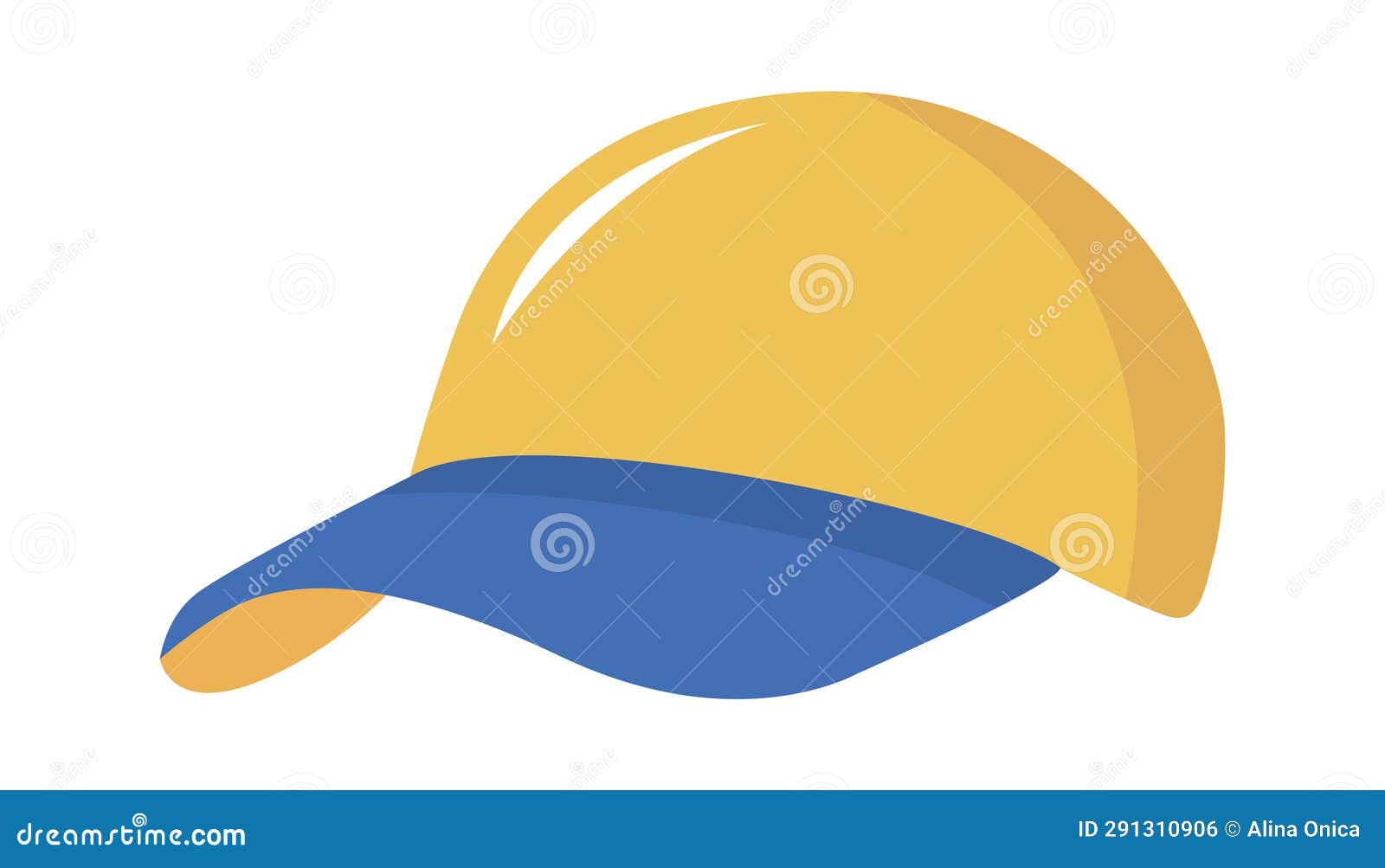 Baseball Cap. Yellow Cap Clothes Head Clothing Hat. Vector Cartoon ...