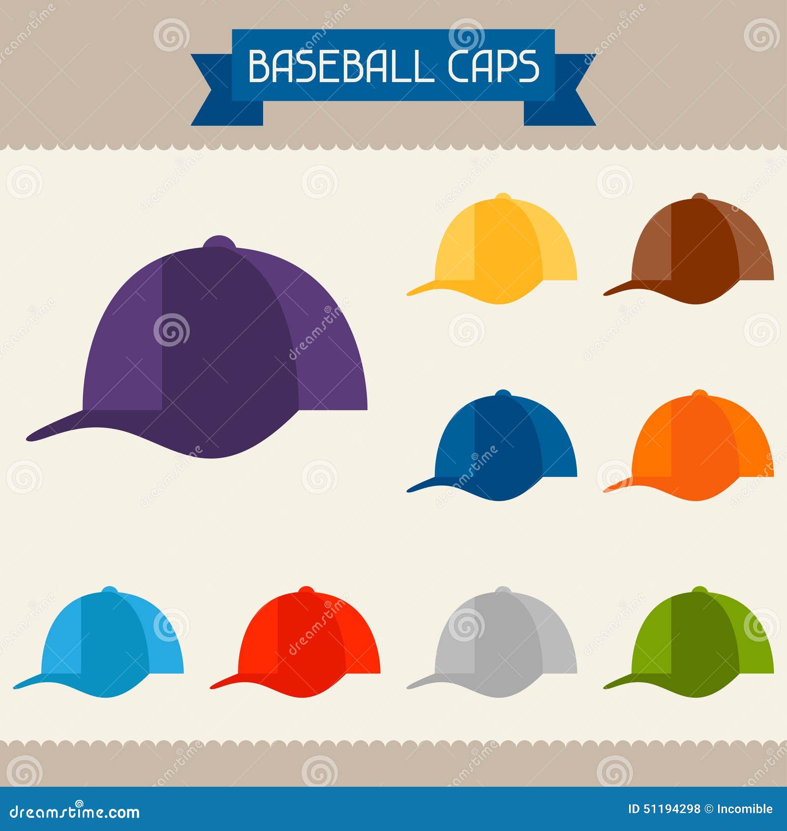 Baseball Caps Colored Templates for Your Design in Stock Vector ...