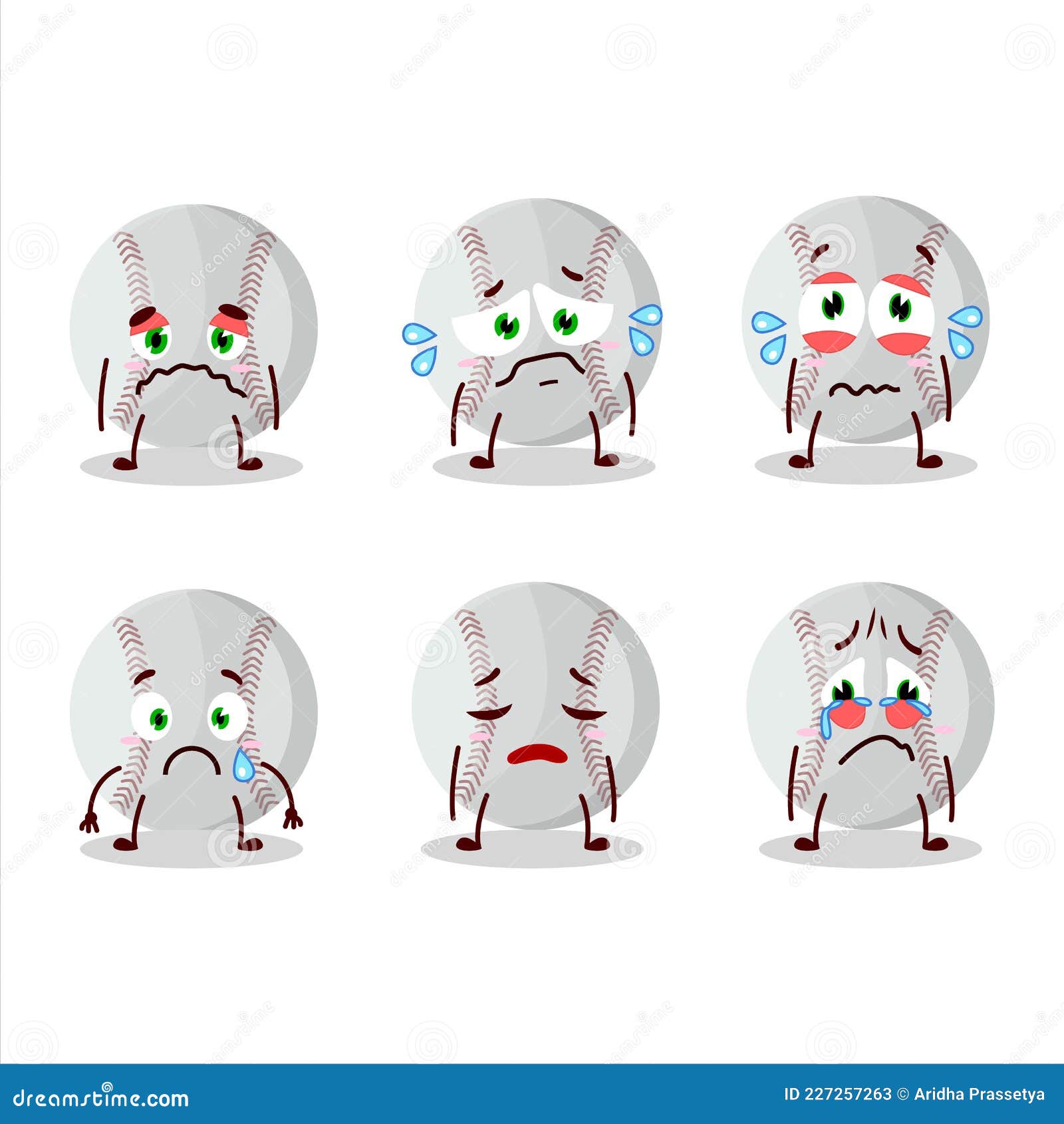 Baseball Cartoon in Character with Sad Expression Stock Vector ...