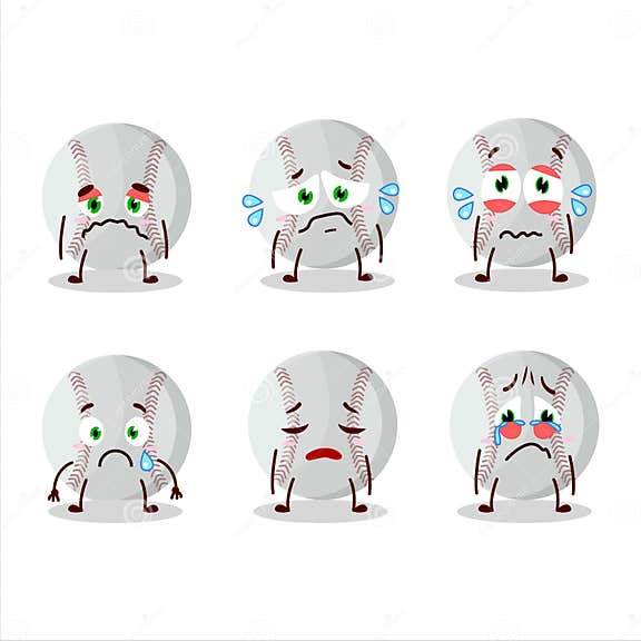 Baseball Cartoon in Character with Sad Expression Stock Vector ...
