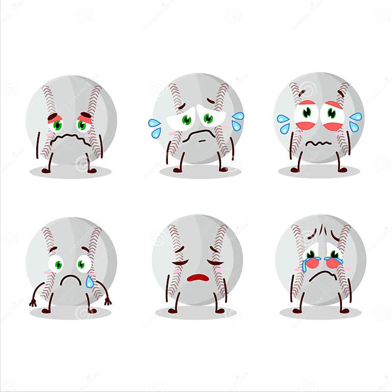 Baseball Cartoon in Character with Sad Expression Stock Vector ...