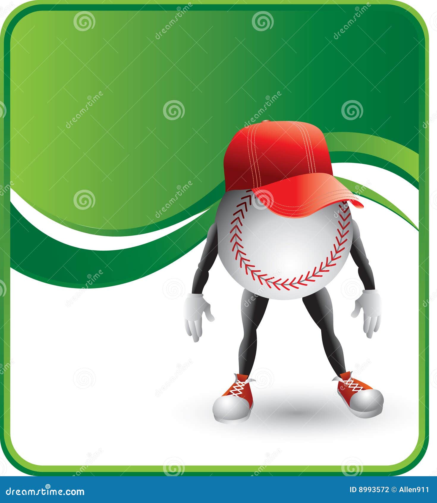 Baseball Cartoon Character Wearing a Hat Stock Vector - Illustration of ...