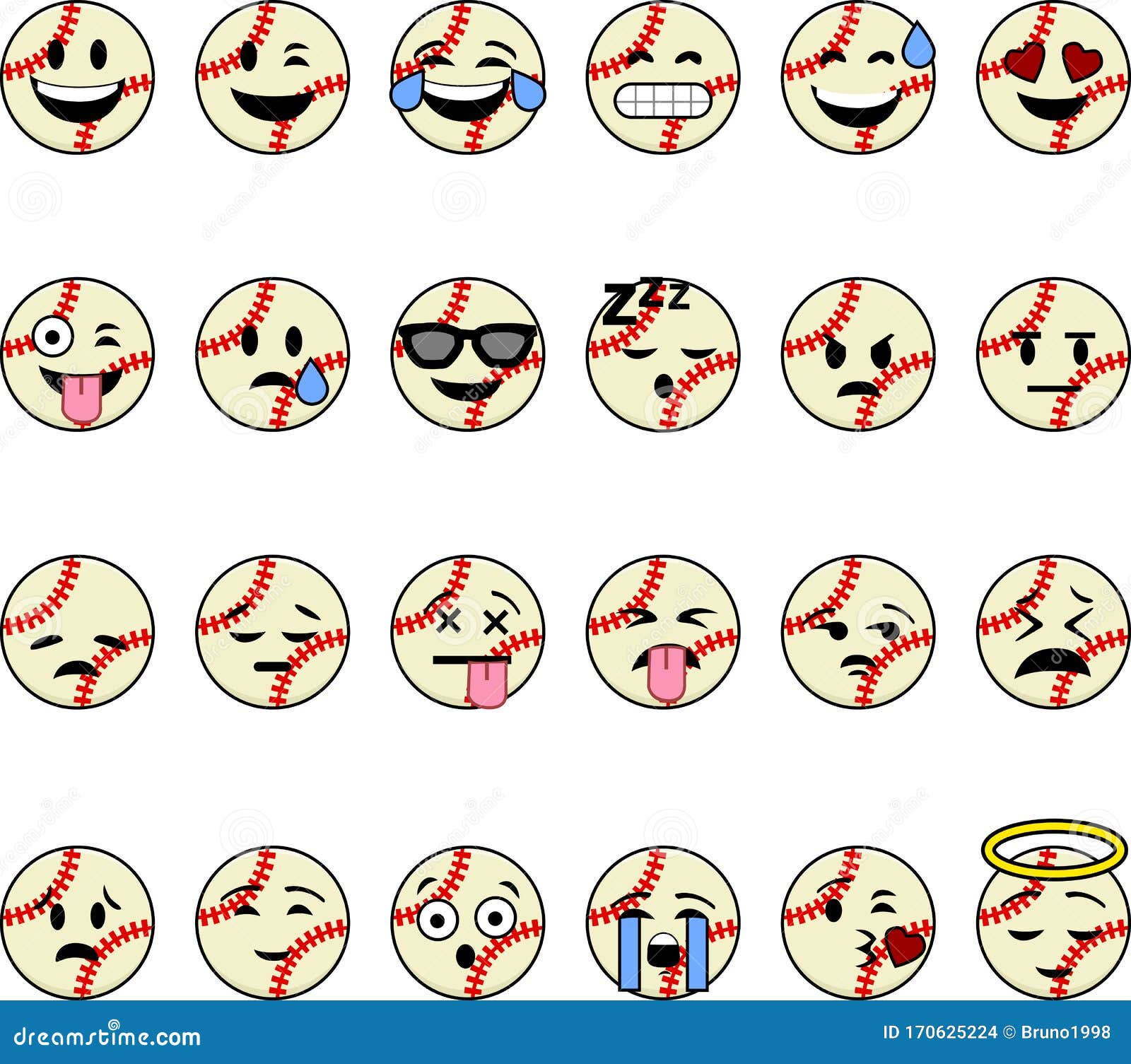 Baseball cartoon emojis stock vector. Illustration of saint - 170625224