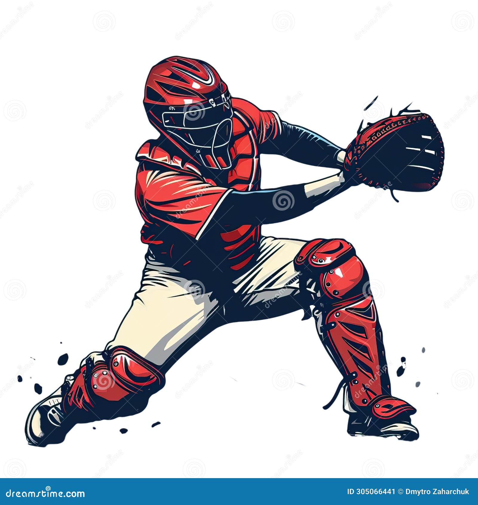 Baseball Catcher In Action Isolated On White Royalty-Free Stock ...