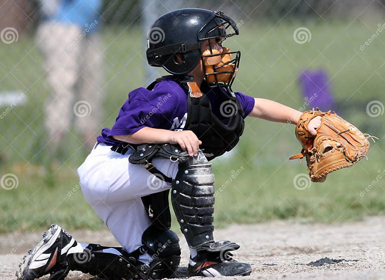 Baseball Catcher Catching Ball Stock Image - Image of recreation, teams ...