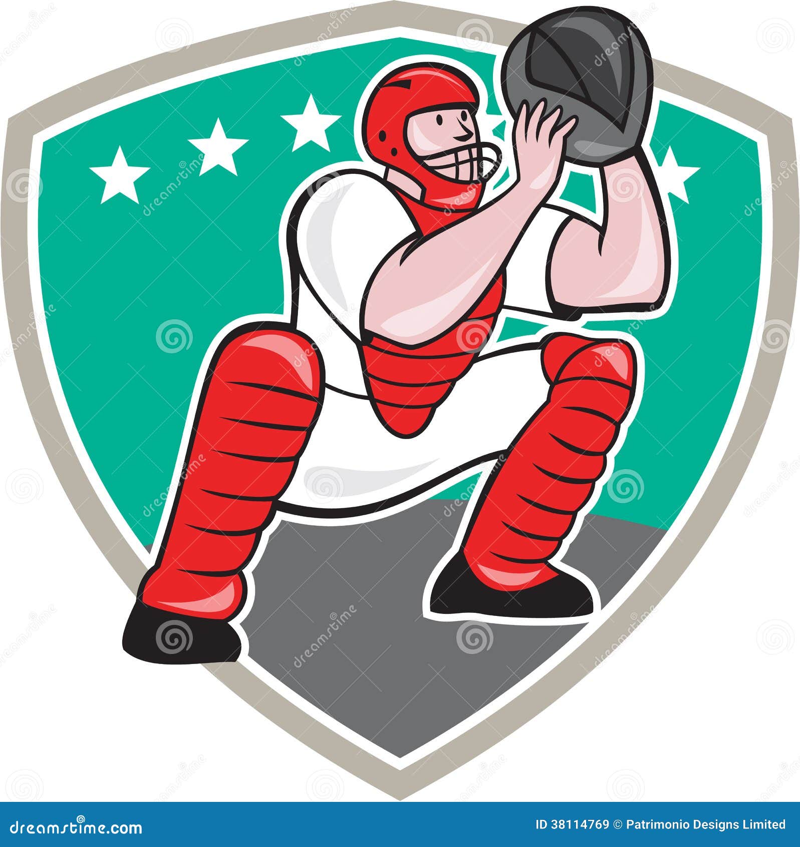 Baseball Catcher Catching Cartoon | CartoonDealer.com #38114851