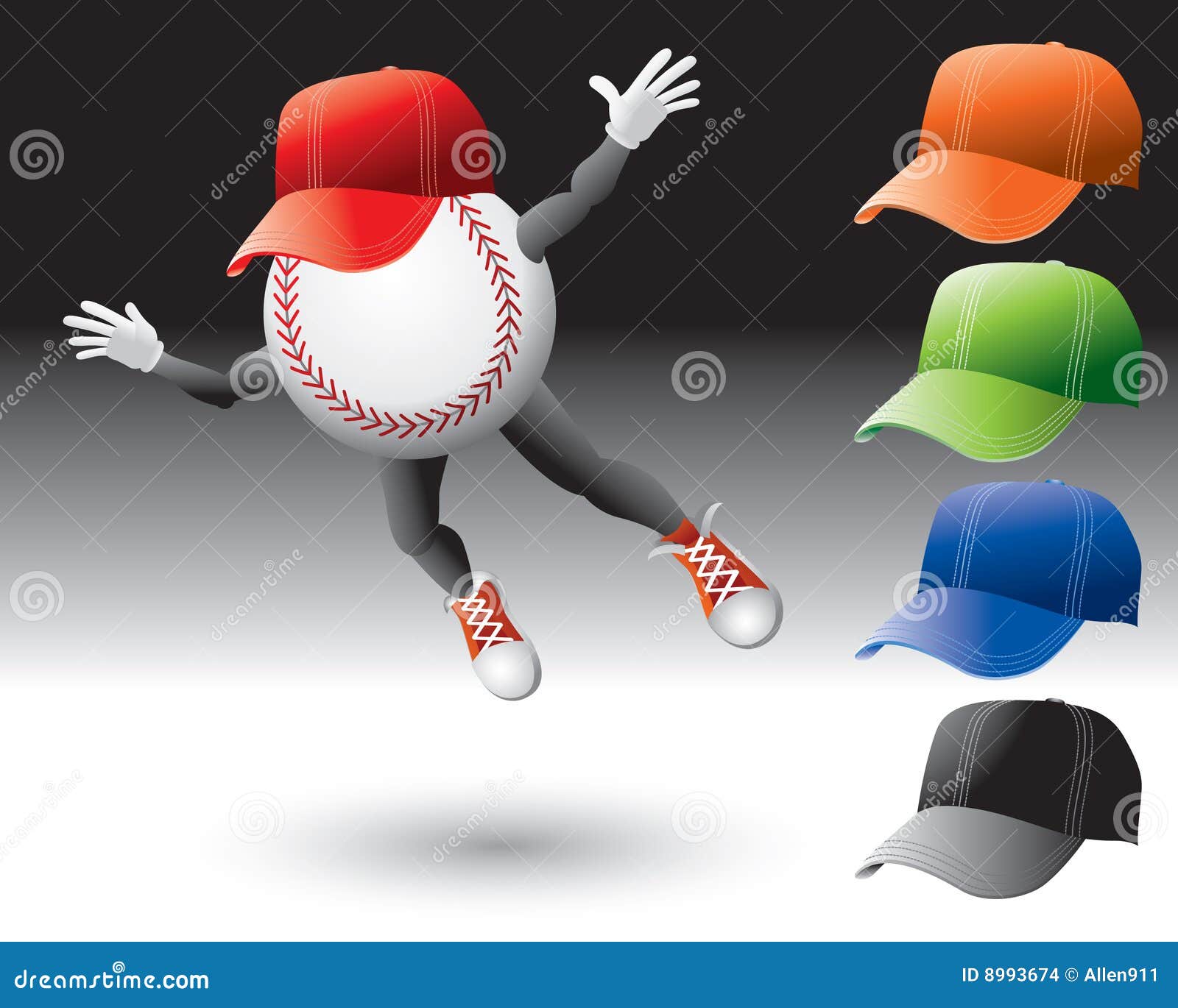 Baseball Character with Hats Stock Vector - Illustration of catch ...