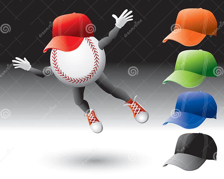 Baseball Character with Hats Stock Vector - Illustration of catch ...