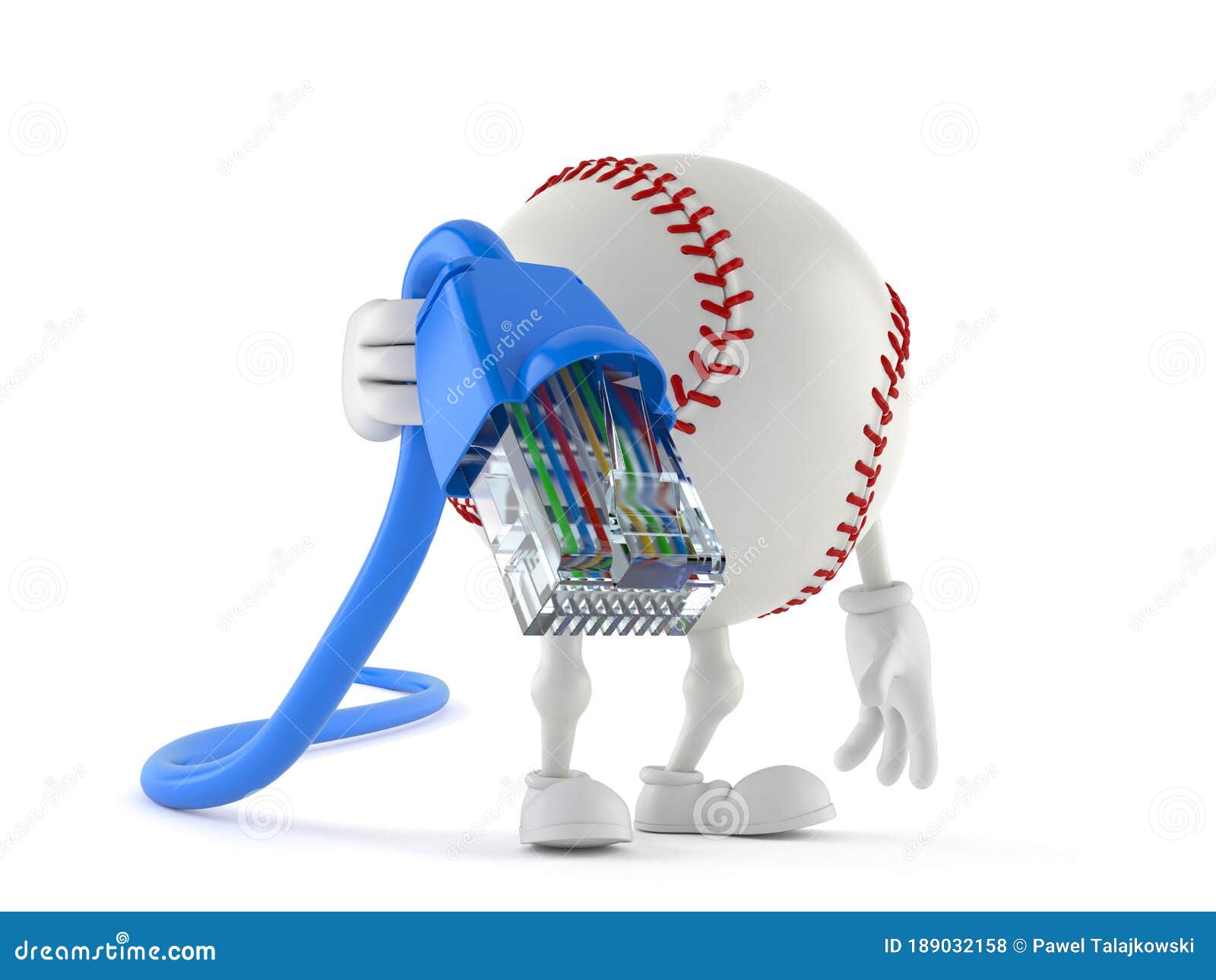 Baseball Character Holding Network Cable Stock Illustration ...