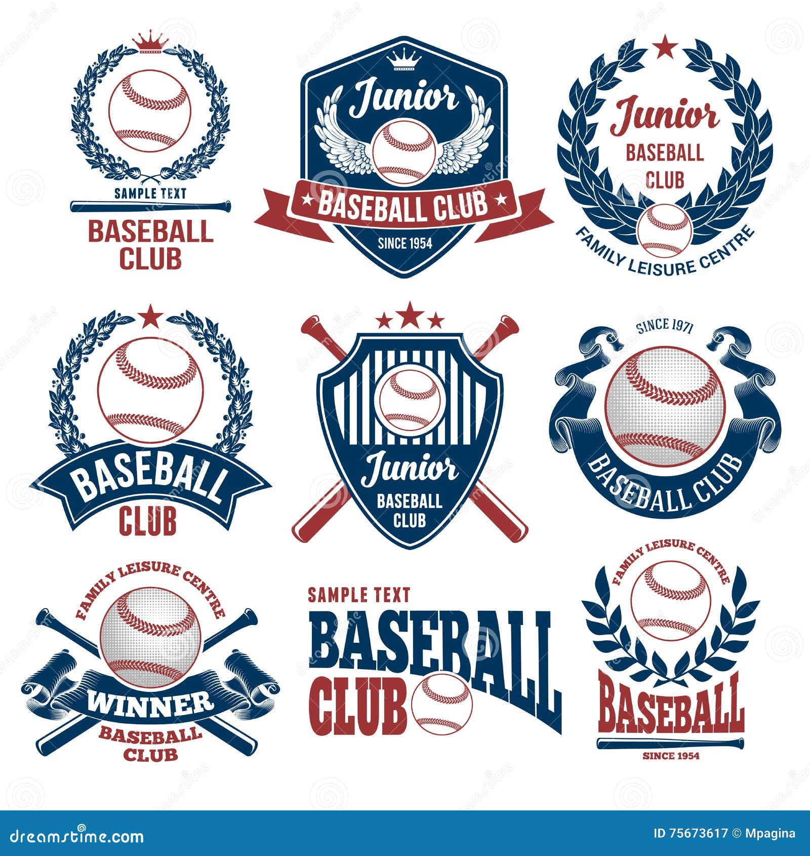 Baseball Club Emblems stock vector. Illustration of company - 75673617