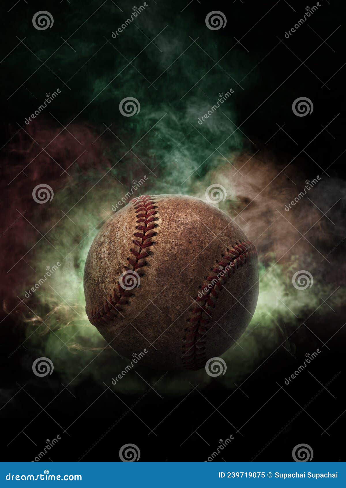 Baseball on the Color Smoke Background Stock Image - Image of game ...
