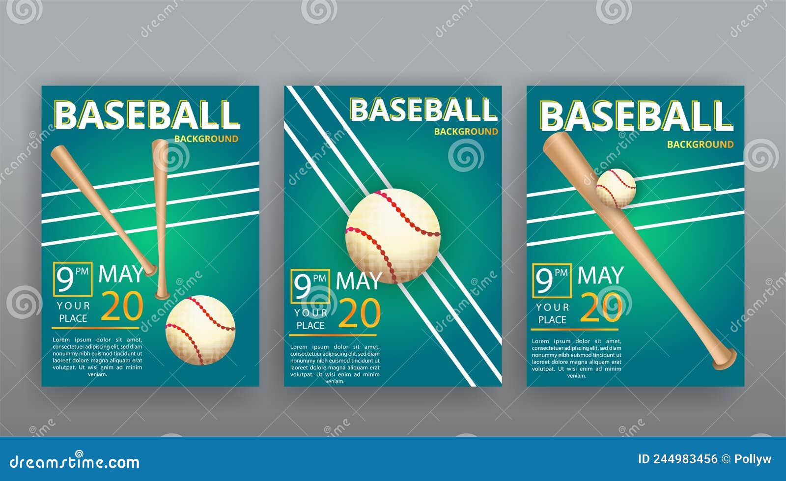 Baseball Competition Vector Flyer Template, Realistic Baseball ...