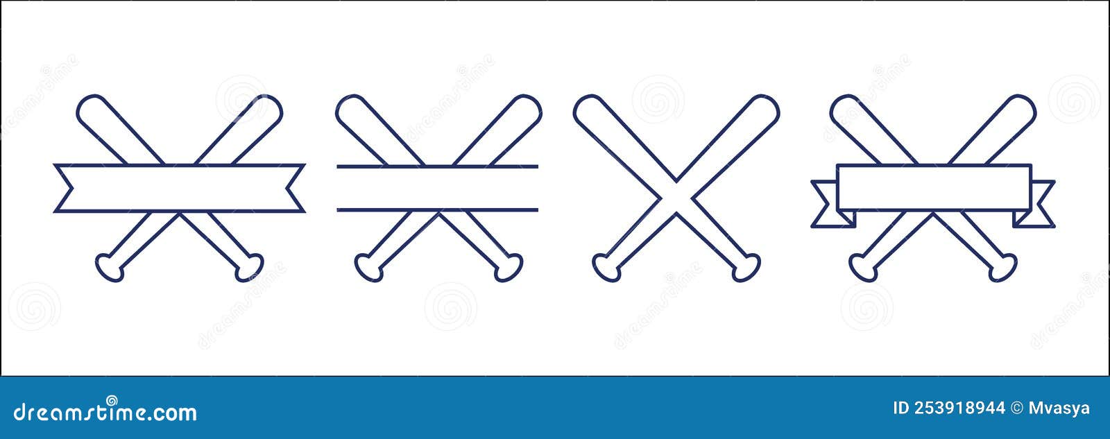 Baseball Crossed Bats. Baseball Logo Template. Split, Circle Monograms ...