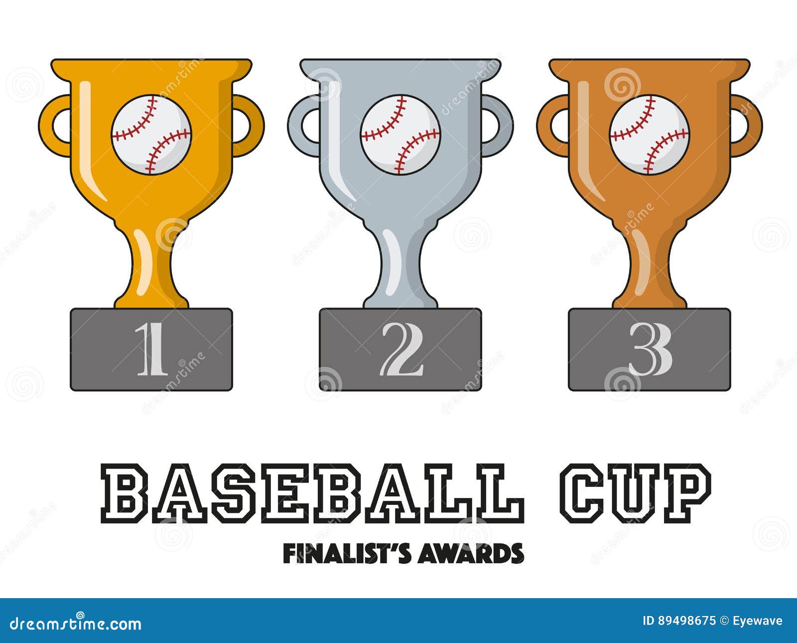 Baseball Cup Finalists Awards in Gold, Silver and Bronze Stock Vector ...