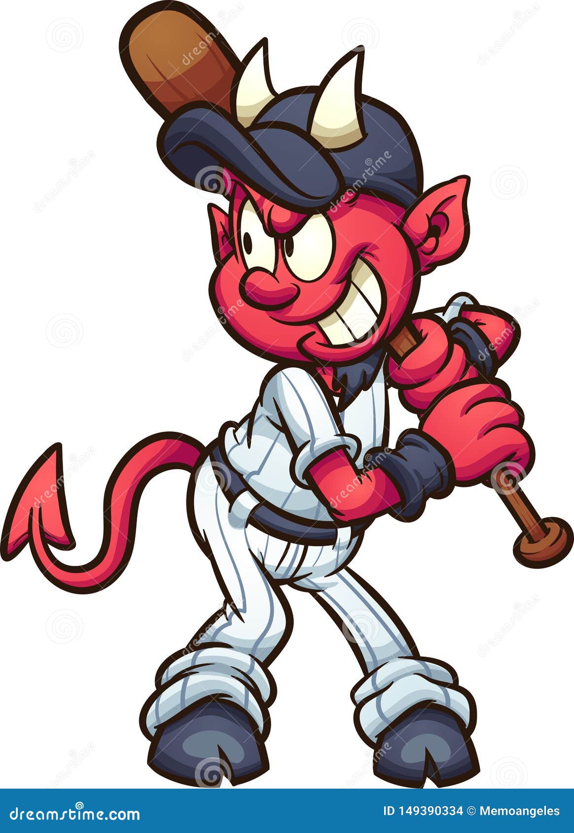 Baseball Devil Mascot with Wooden Bat Stock Vector - Illustration of ...
