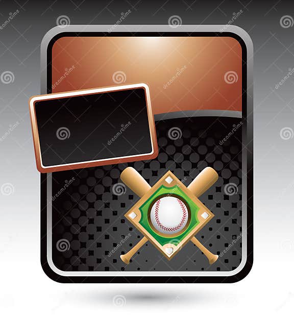 Baseball Diamond and Bats on Bronze Stylized Ad Stock Vector ...