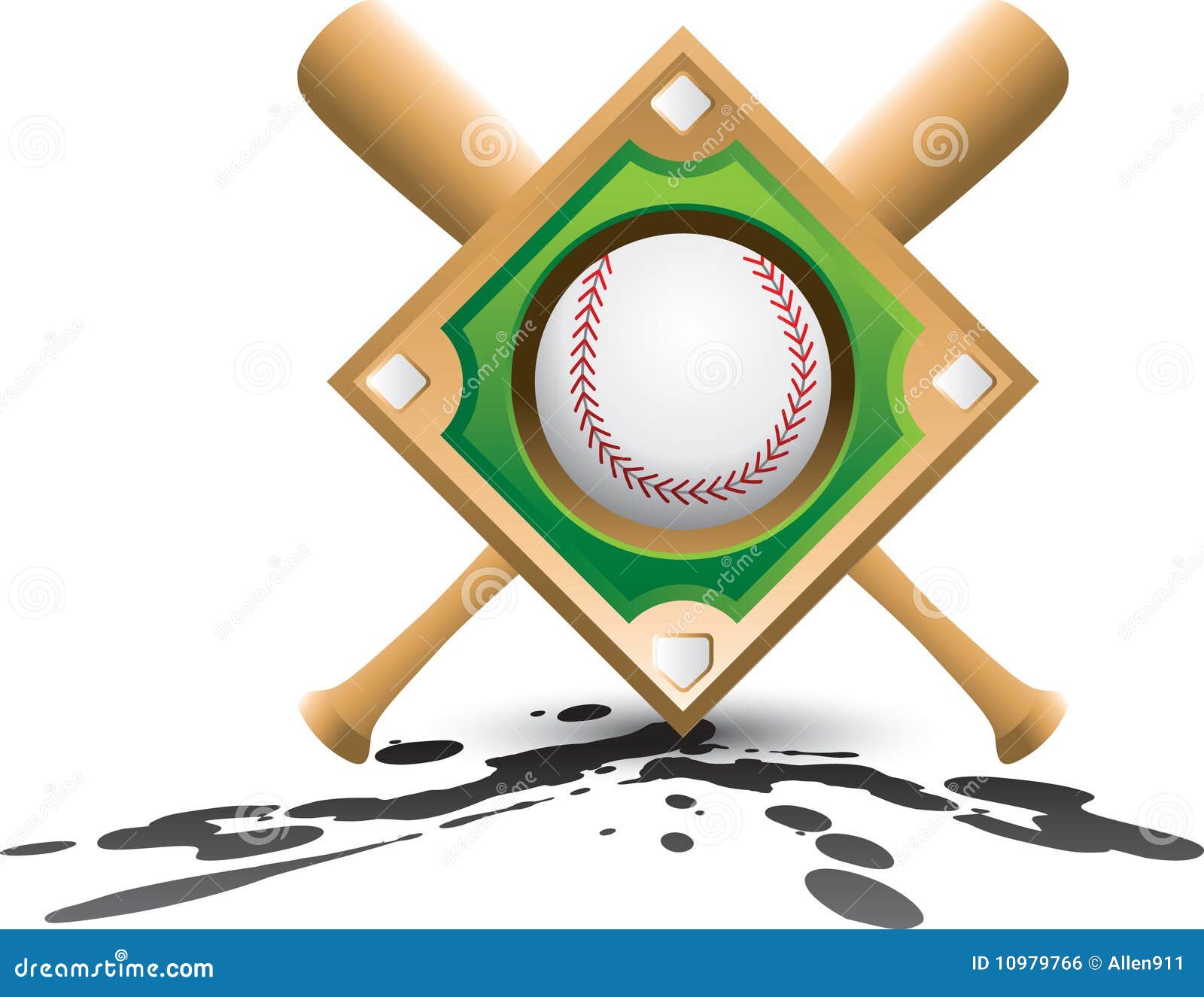 Baseball Diamond and Bats on Splatter Stock Vector - Illustration of ...