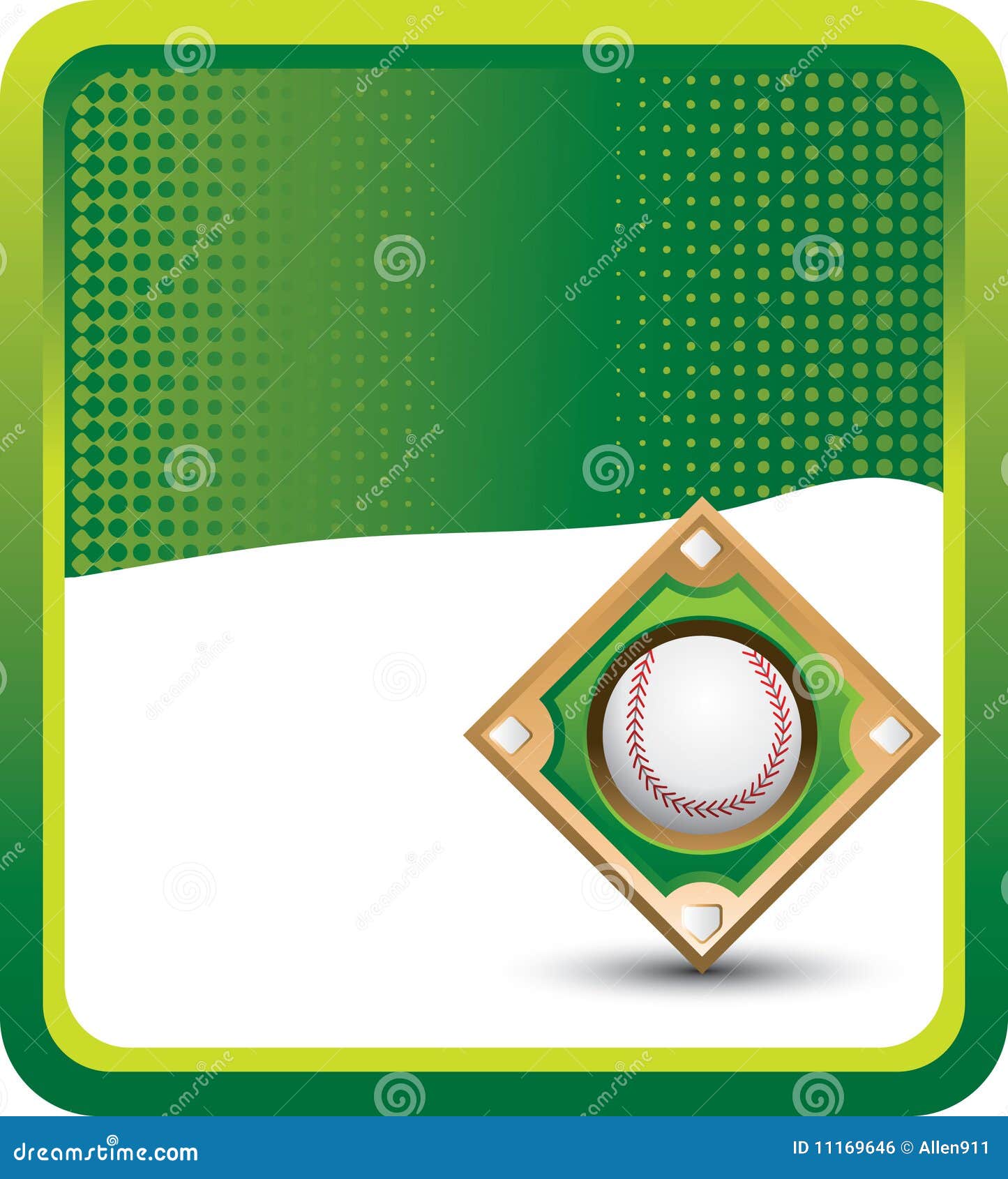 Baseball Diamond on Green Halftone Banner Stock Vector - Illustration ...