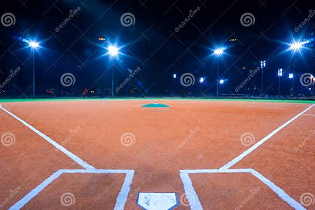 Baseball diamond at night stock photo. Image of play - 13502796