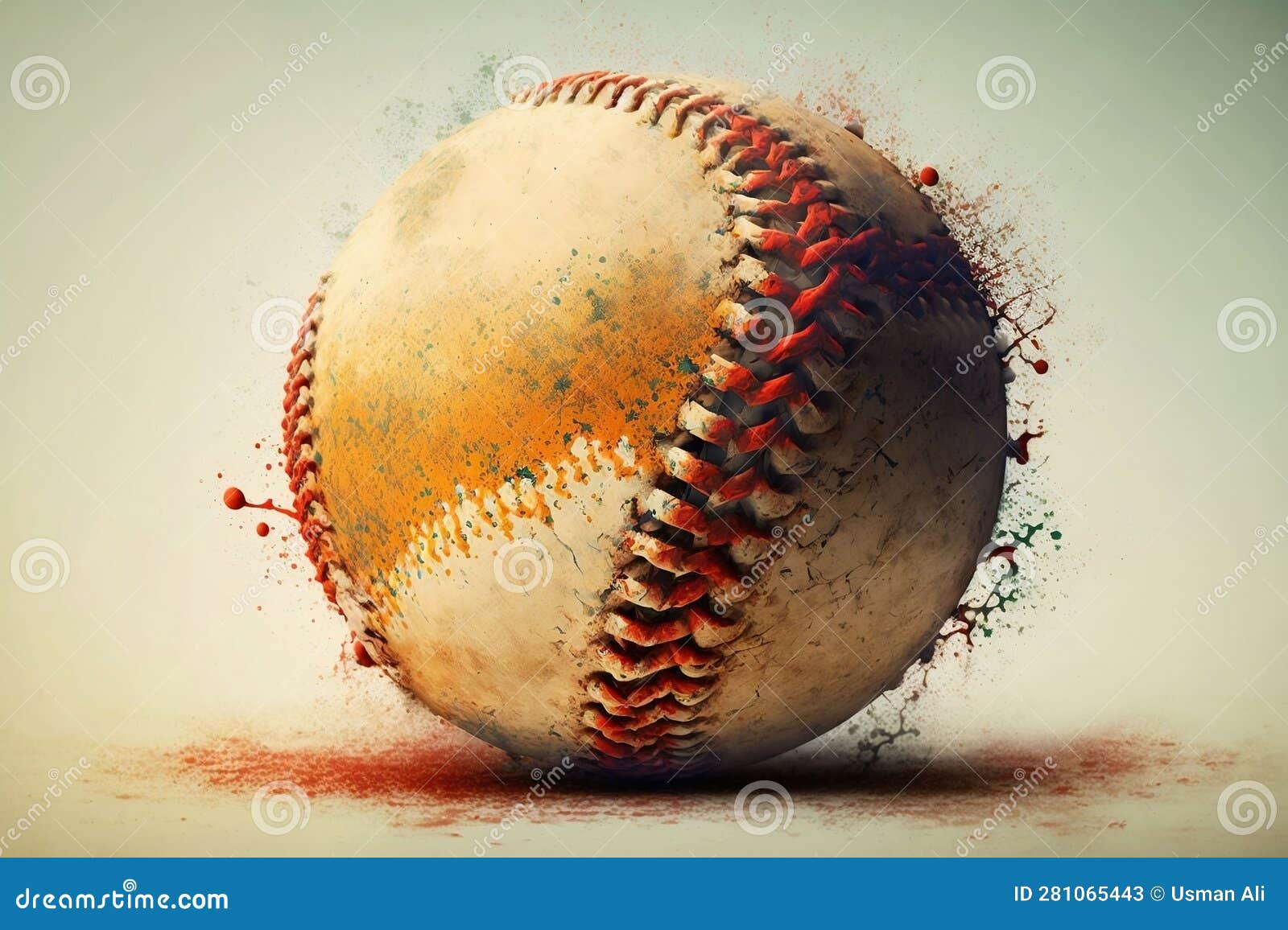 A Baseball with Distinctive Dirt Marks Rests. AI Stock Illustration ...