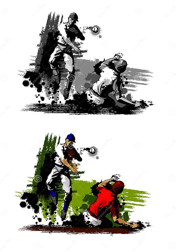 Baseball Double Play stock vector. Illustration of short - 19393703