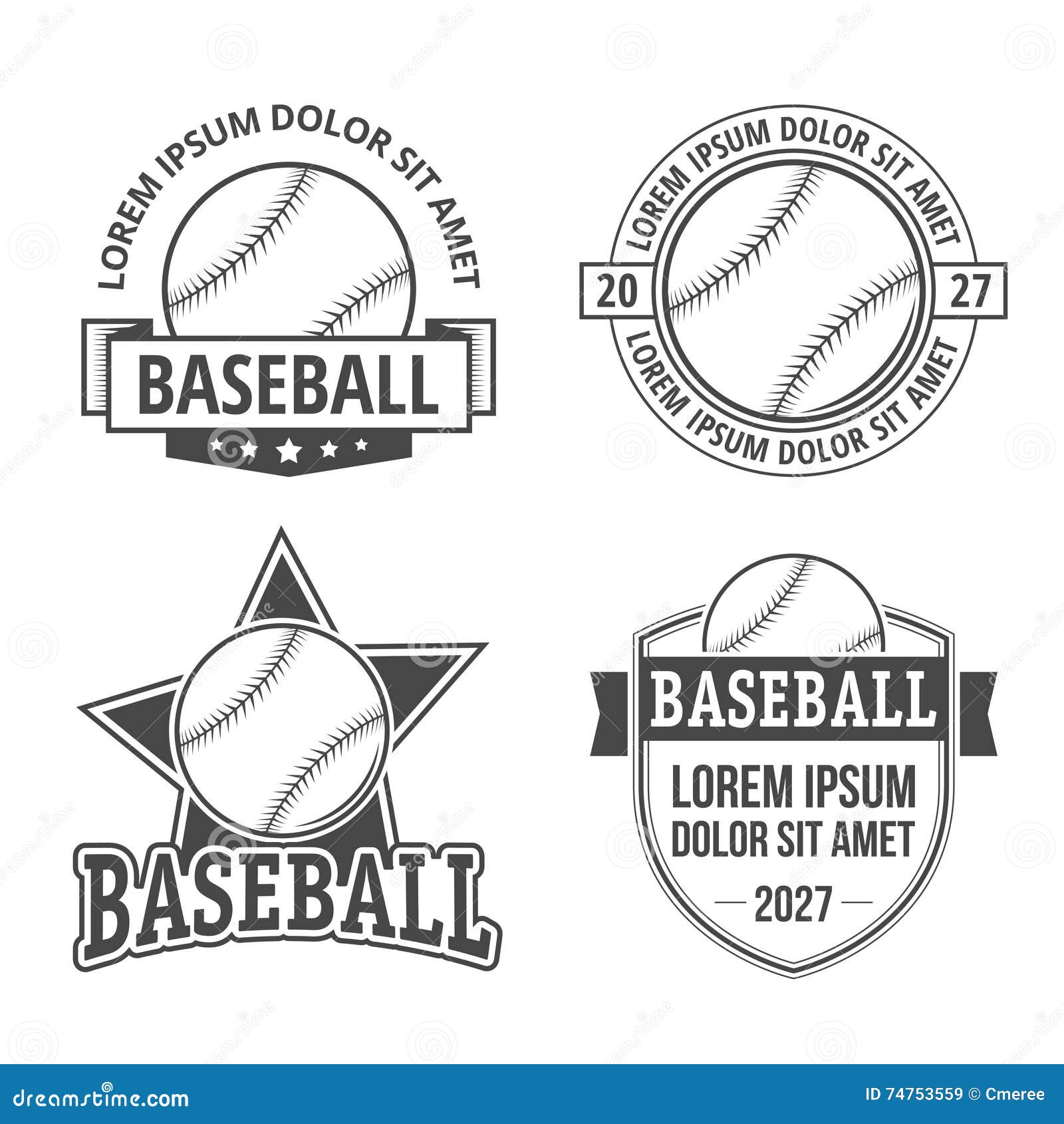 Baseball Emblems, Logos, Badges Templates. Set Of 6 Baseball Logos ...