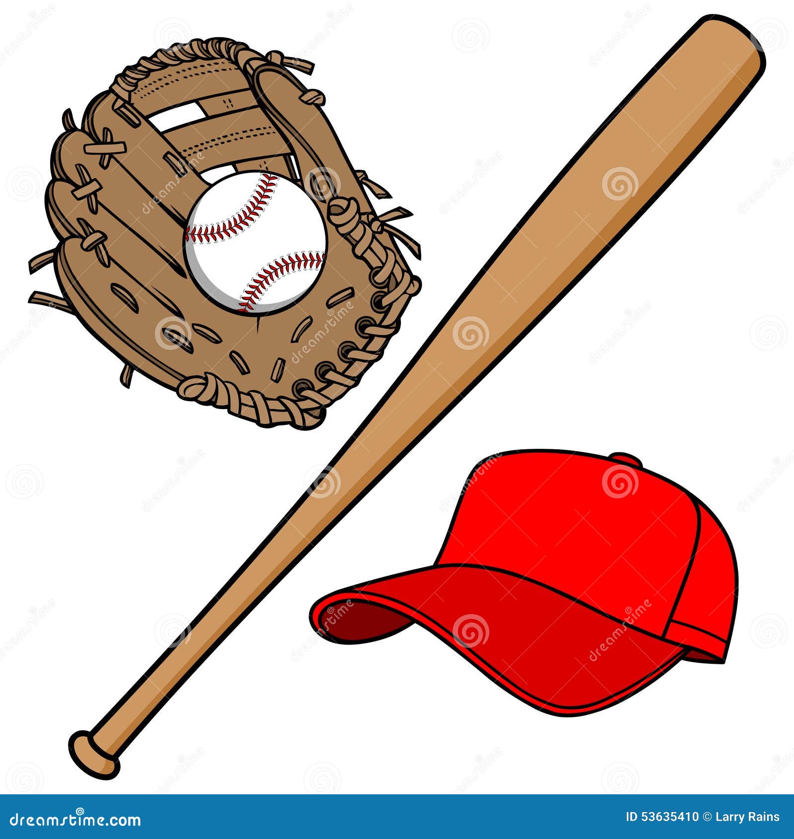 Baseball Equipment stock vector. Illustration of icons - 53635410