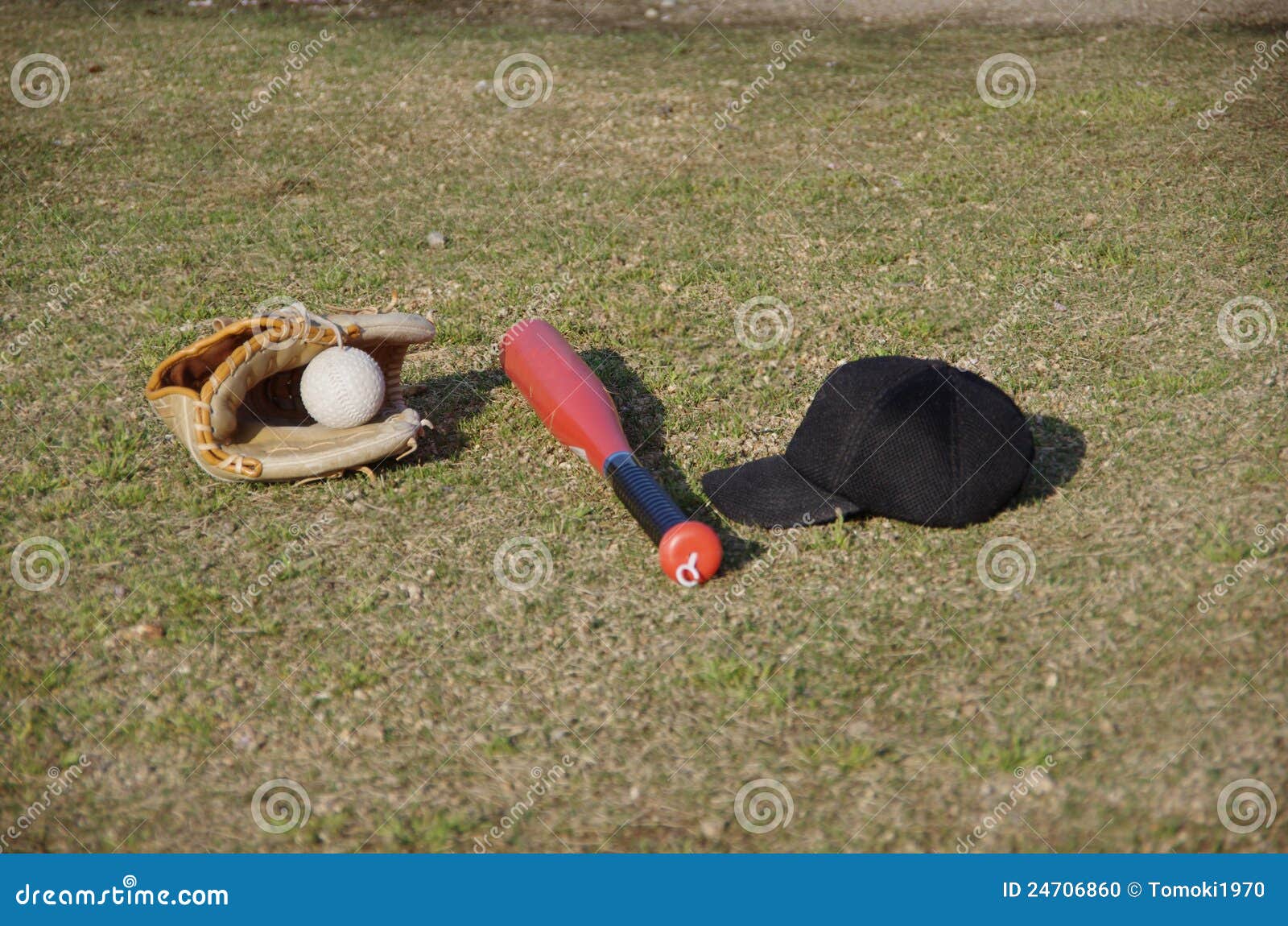 Baseball Equipment for Kids Stock Photo - Image of grass, baseball ...