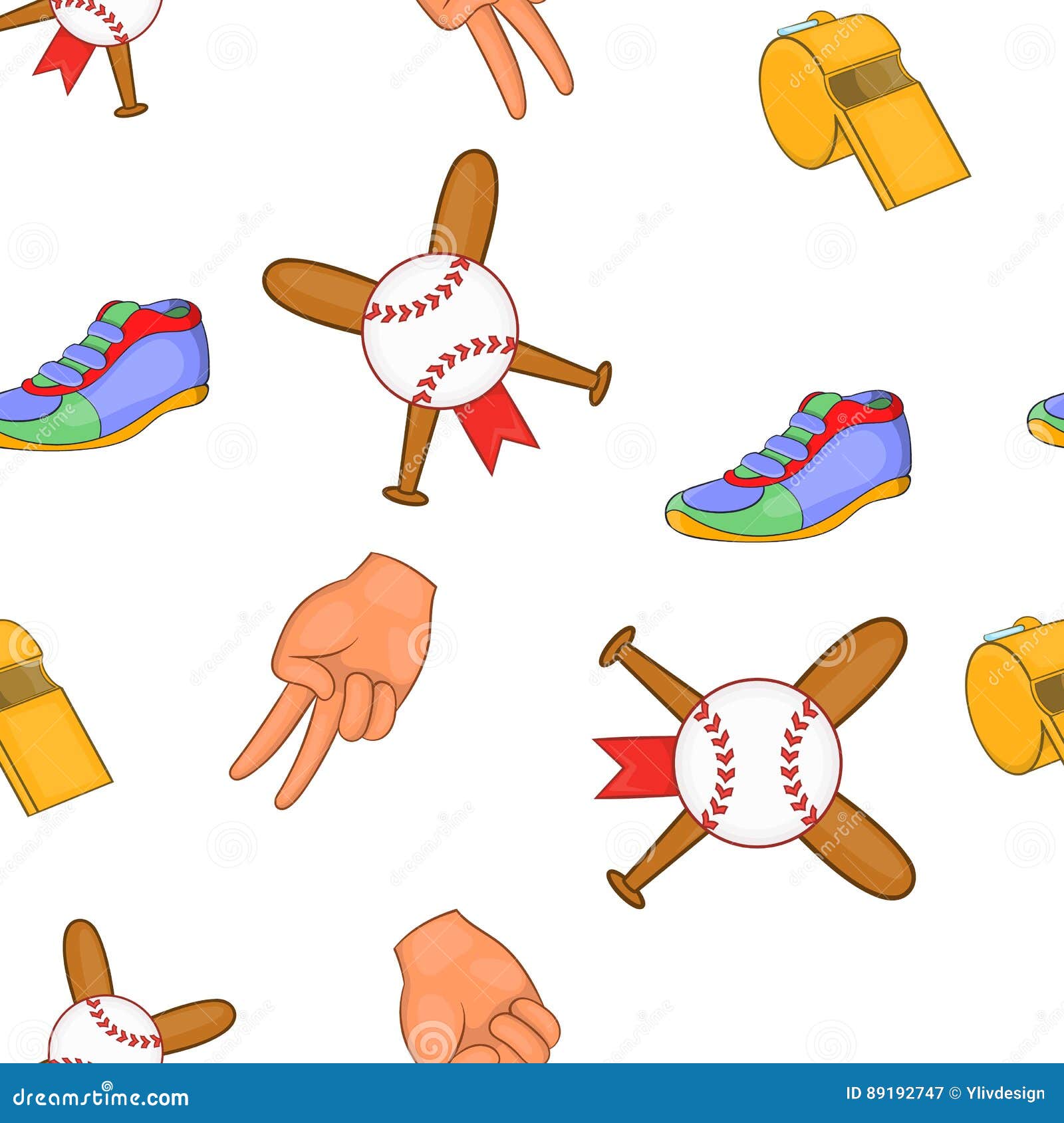 Baseball Equipment Pattern, Cartoon Style Stock Vector - Illustration ...