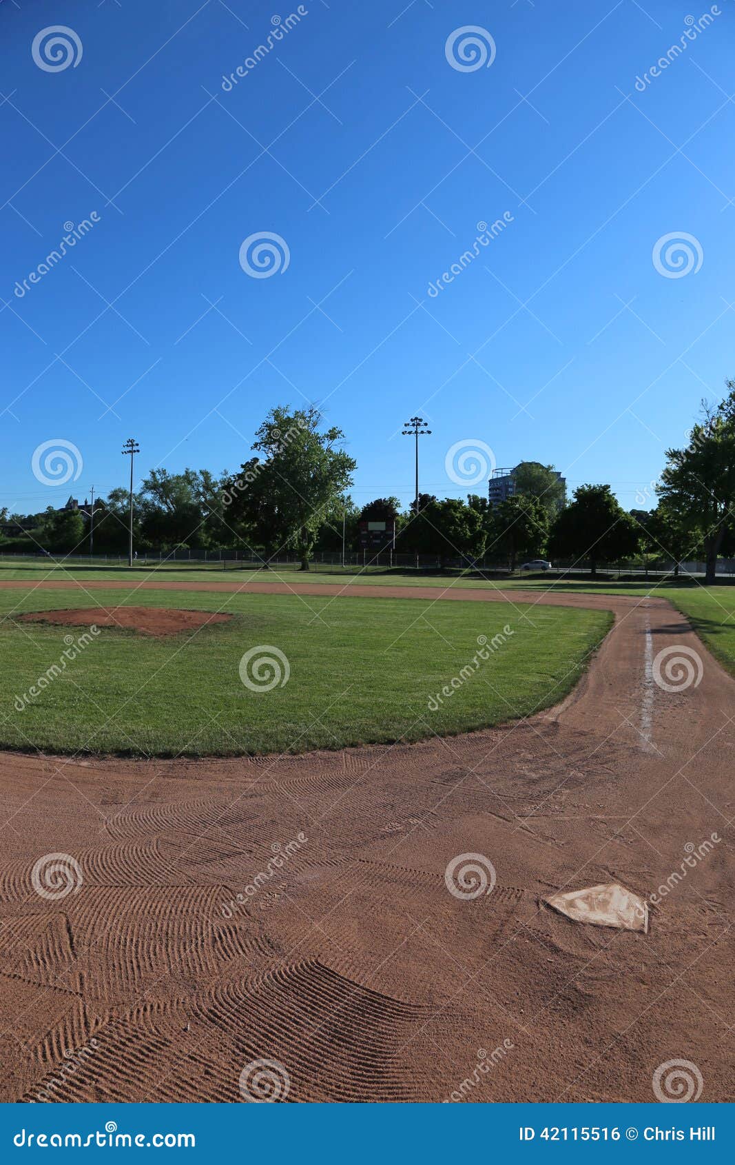 Baseball Field and Blue Sky Stock Photo - Image of clay, empty: 42115516