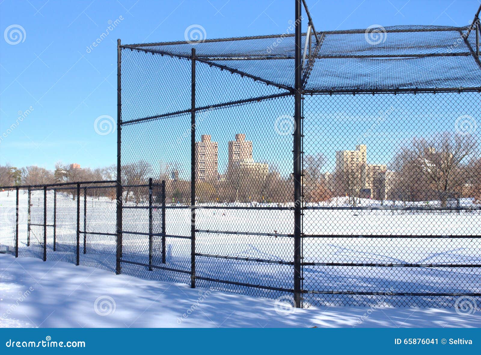 Baseball Field Covered with Snow Stock Image - Image of recreation ...