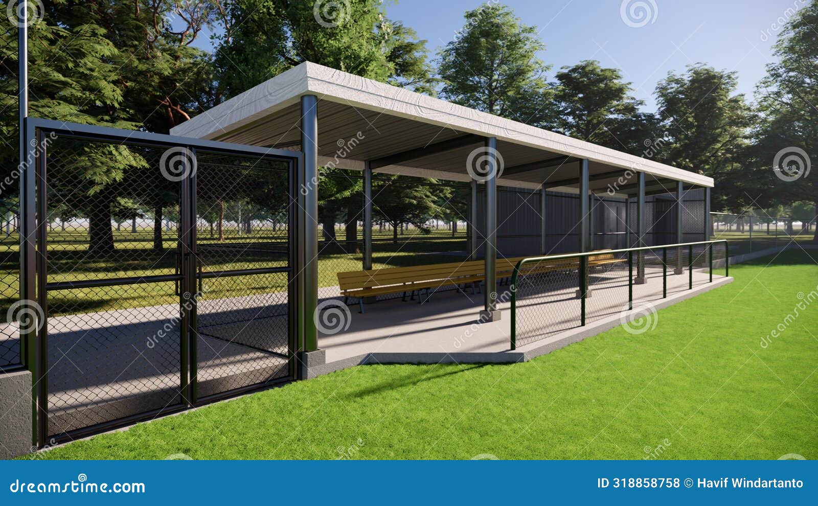 3d Rendering Baseball Field Dugout in the Middle of the Forest Stock ...
