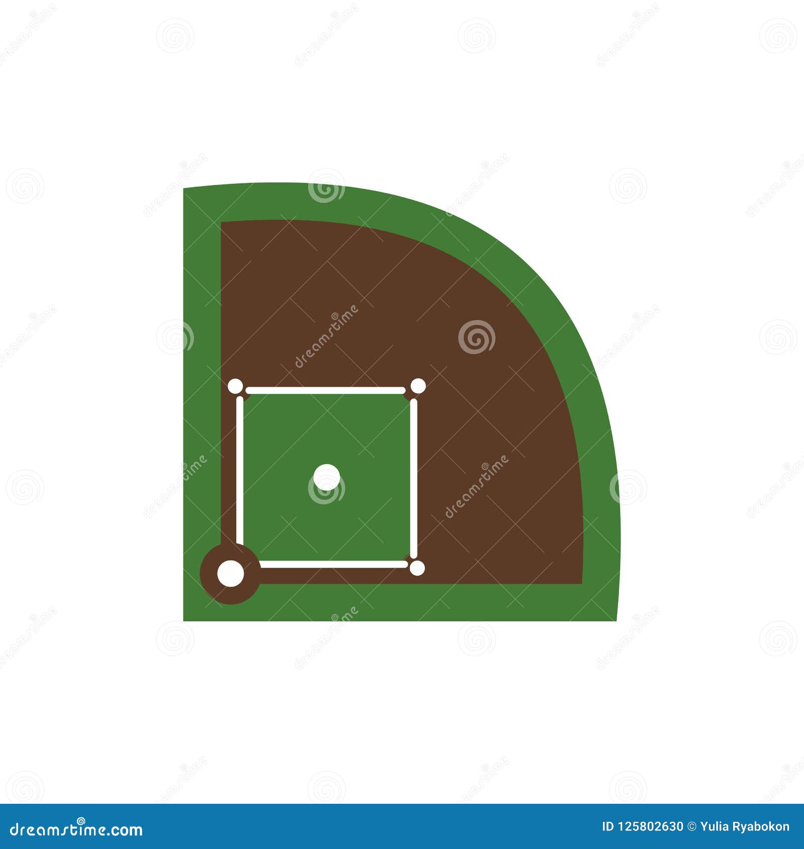 Baseball field flat icon stock illustration. Illustration of pitch ...