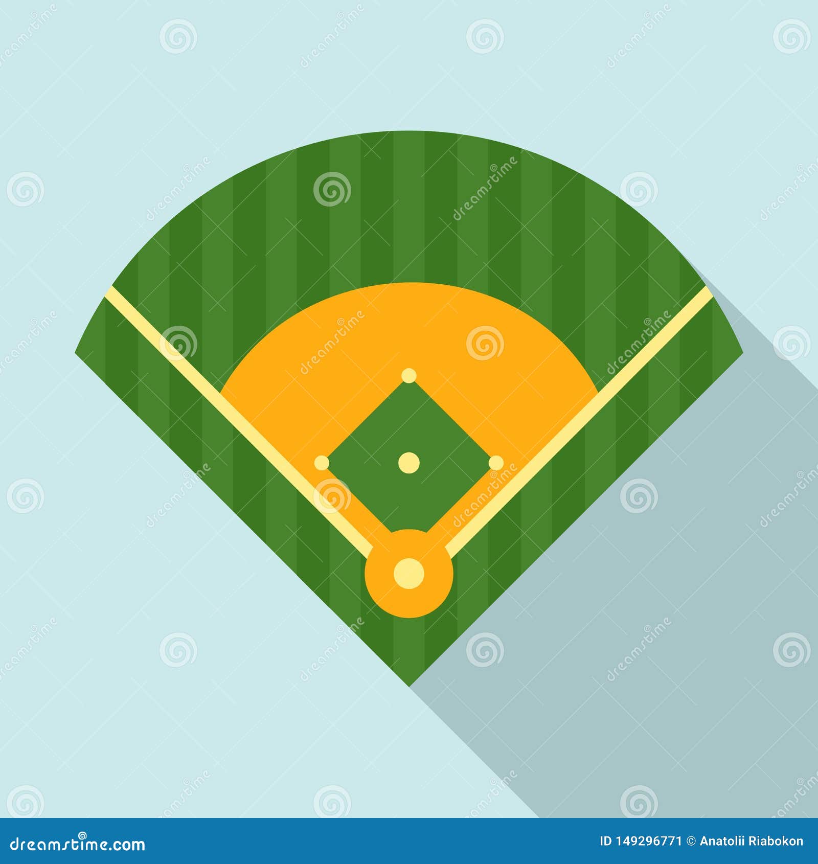 Baseball Field on, Flat Style Stock Vector - Illustration of athletic ...