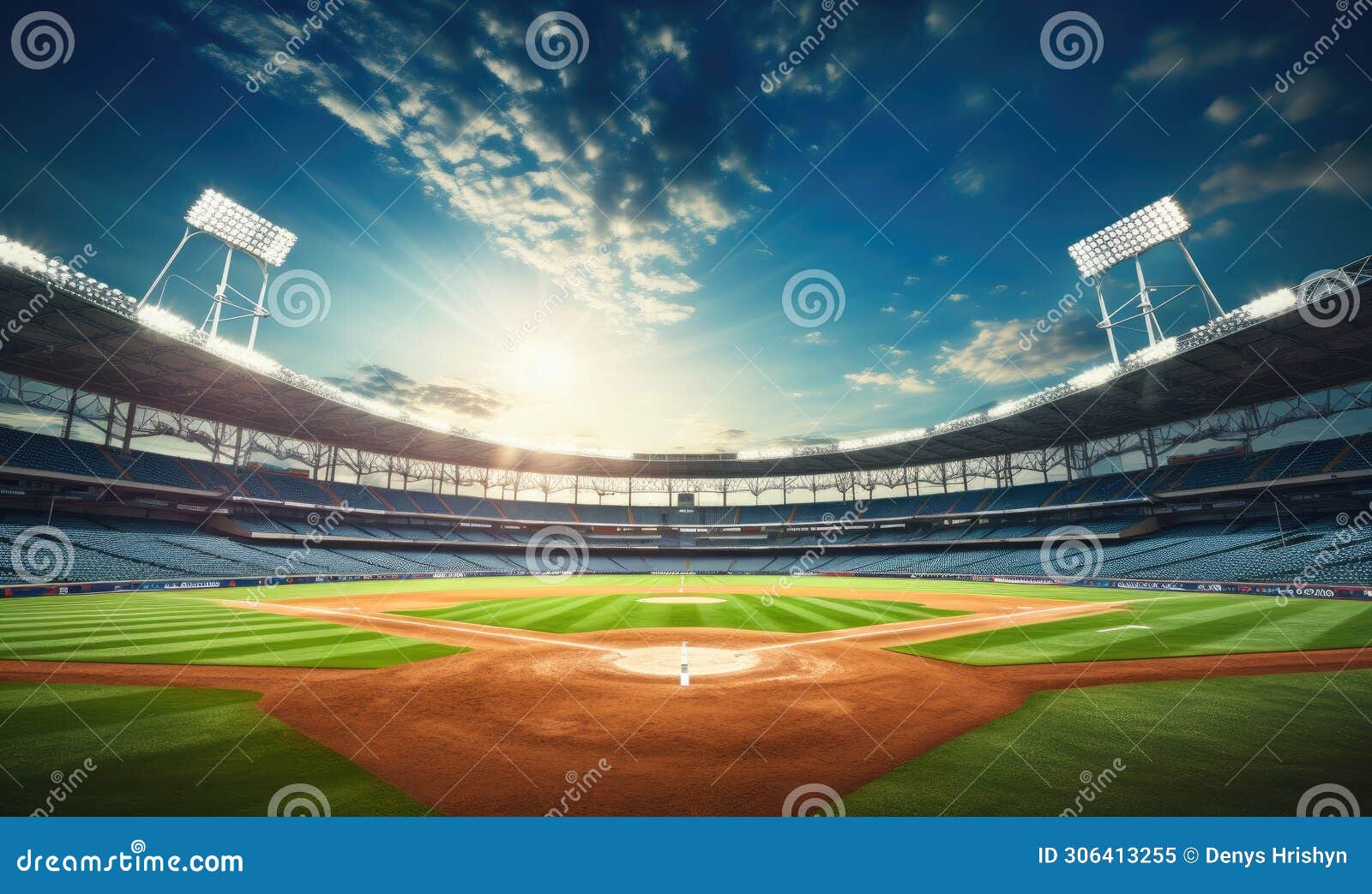 Baseball Field with a Baseball Game in Progress Stock Illustration ...