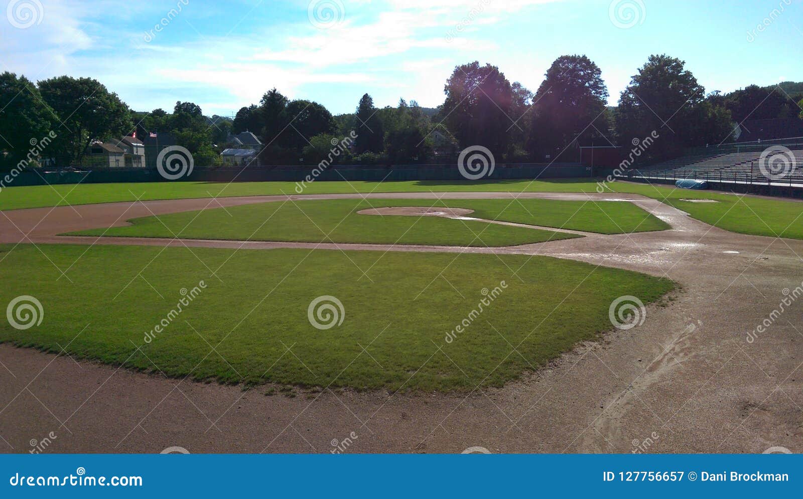 Baseball field stock image. Image of green, blue, grass - 127756657