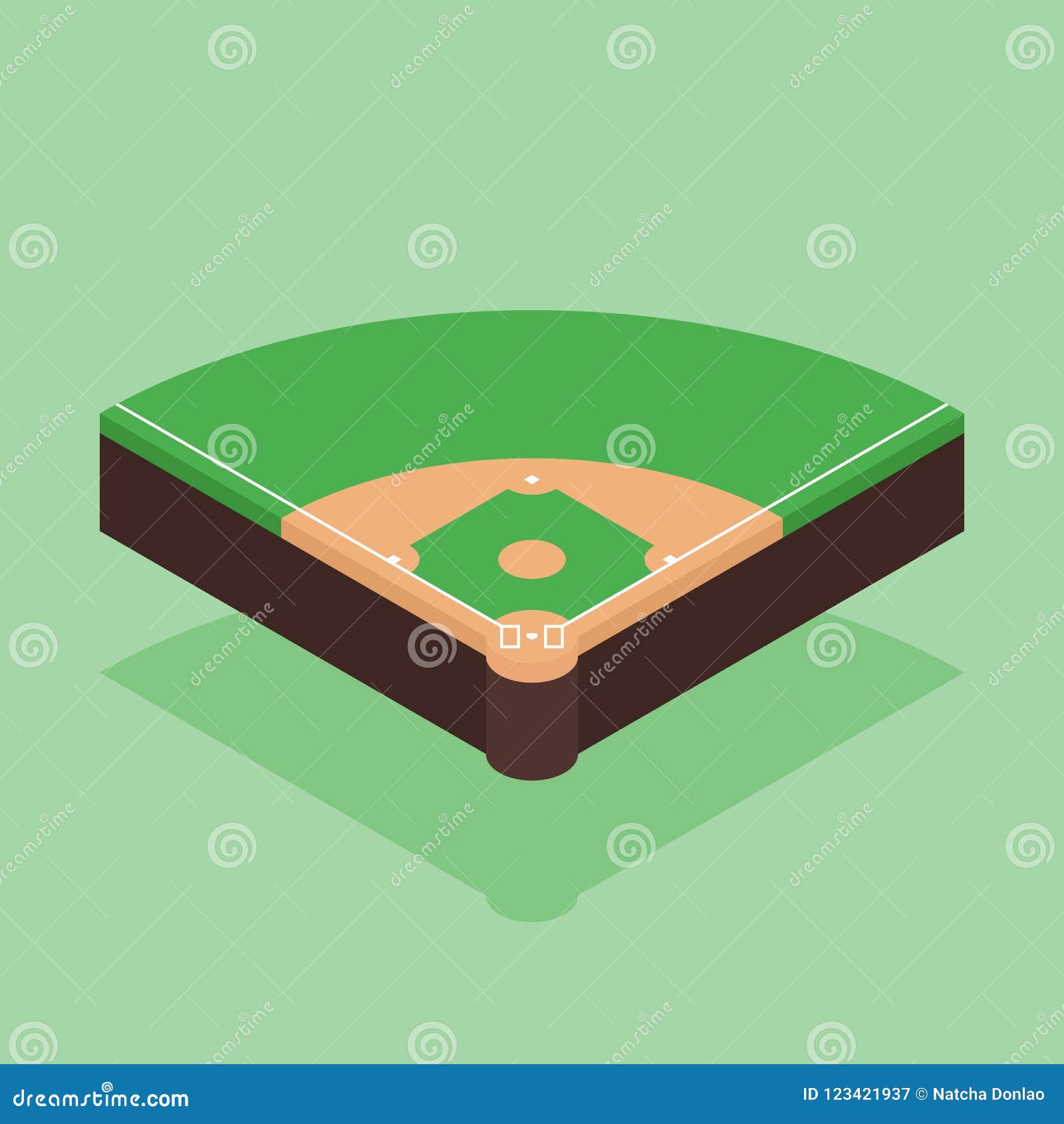 Baseball Field Isometric Flat Design Stock Illustration - Illustration ...