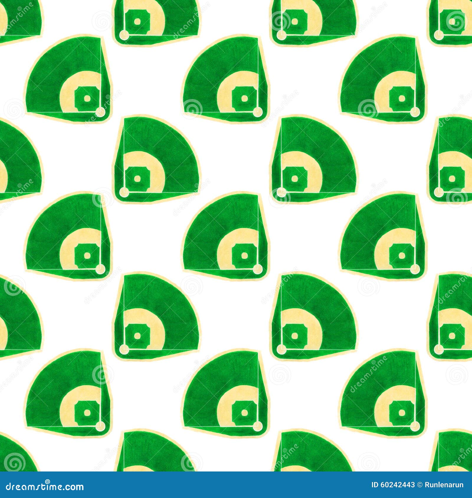 Baseball Field. Seamless Pattern with Hand Drawn Stock Image - Image of ...