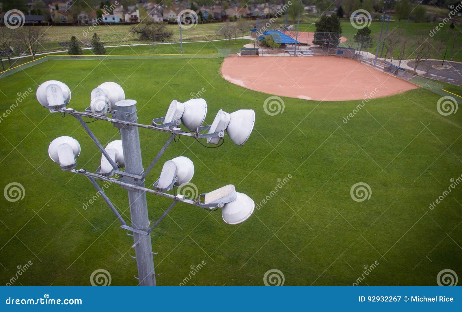 Baseball Field Stadium Lights Stock Image - Image of player, ball: 92932267
