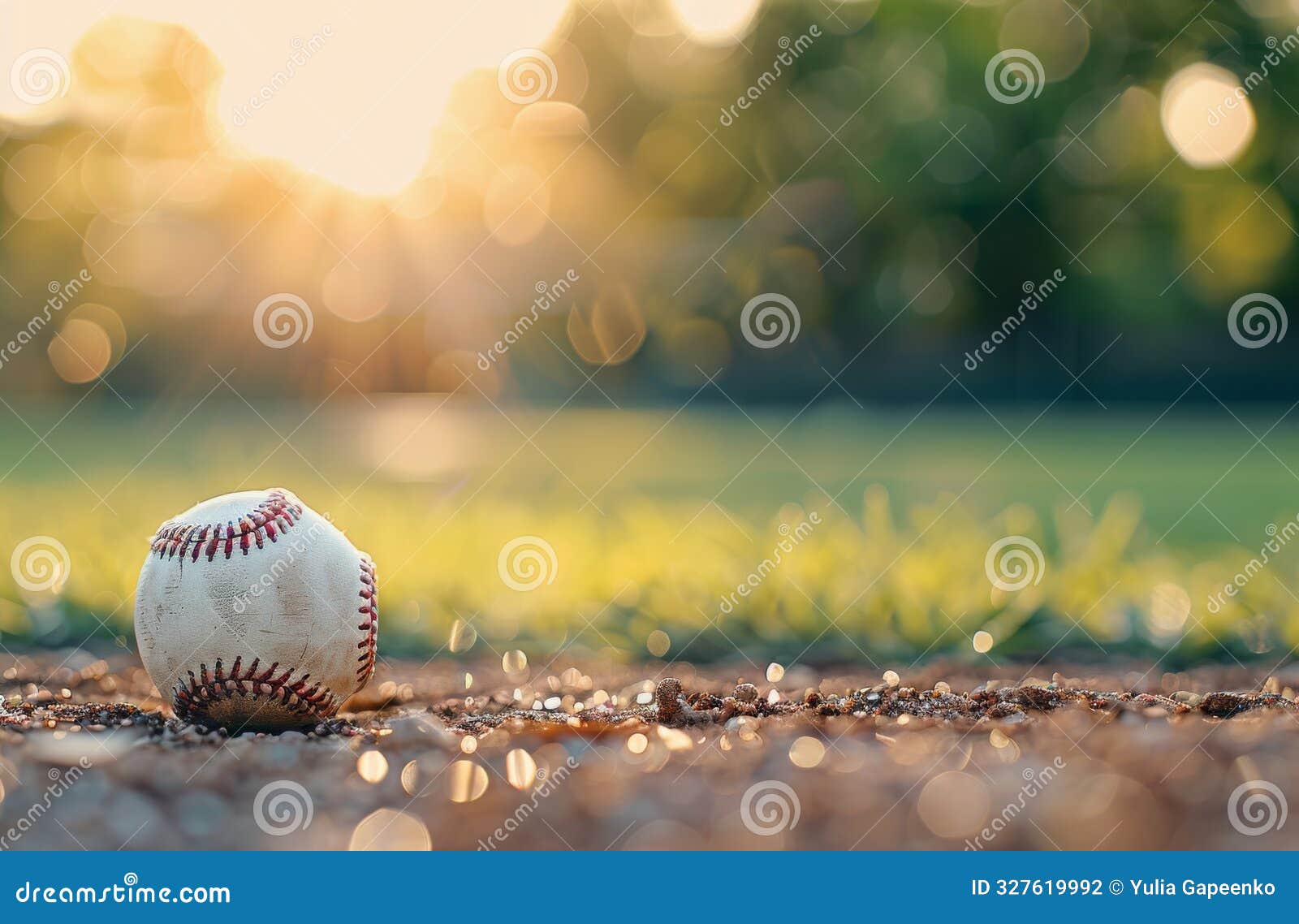 Baseball on the Field at Sunset Stock Photo - Image of grass, evening ...
